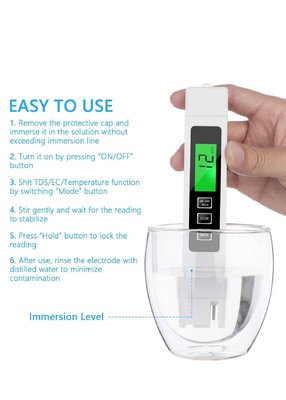 Food Processing TDS Meter Tester CR2032 / DC3V Battery 5 Mins Auto Shut Off