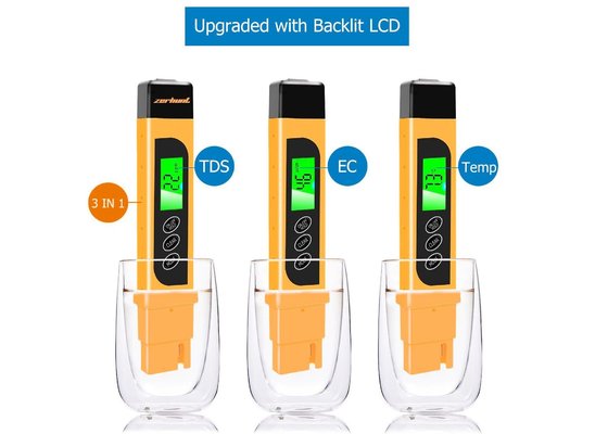 Auto Shut - Off Digital Water Quality Meter Mode PPM/EC/TEMP 1000 Hours Battery Life