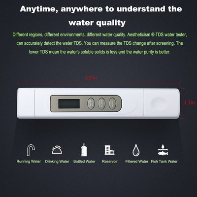 ABS White RO Water Purifier Tds Meter , 10ppm Digital Drinking Water Tester