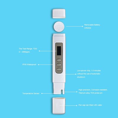 Pen Type EC TDS Meter Tester Water Quality With Digital Display / CR2032 Battery