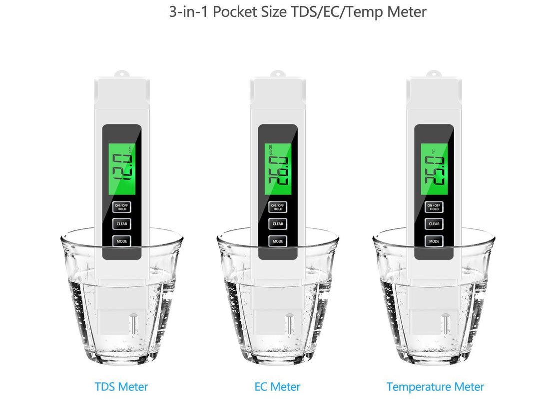 Food Processing TDS Meter Tester CR2032 / DC3V Battery 5 Mins Auto Shut Off