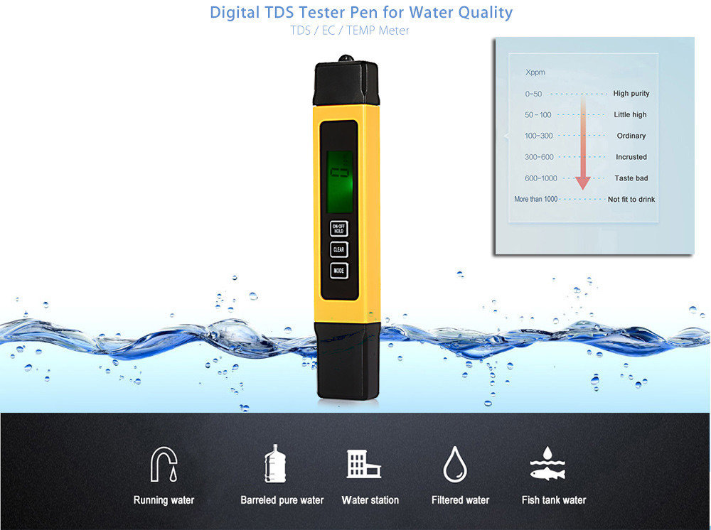 TDS Meter Digital Water Tester Professional EC Temperature & Accurate