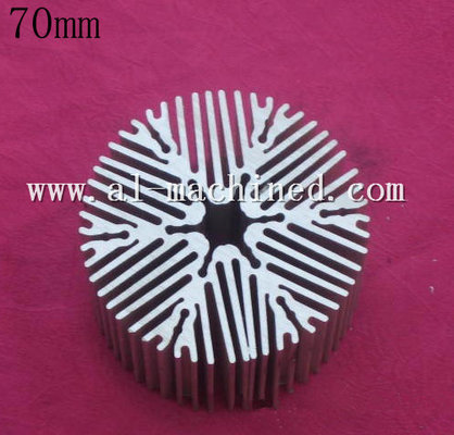 China Item220,70mm Machined LED light Cooler, AL6063 Extruded Profiles LED Light Radiator,round heatsink for led light supplier