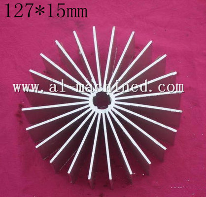 China Item214,127mm Machined LED light Cooler, AL6063 Extruded Profiles LED Light Radiator,round heatsink for led light supplier