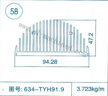 China F58,94mm customized Square Aluminum Heatsink in china,aluminum profiles,extruded profiles,LED Street Light Heatsink supplier