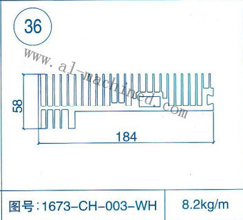 China F36,184mm customized Square Aluminum Heatsink in china,aluminum profiles,extruded profiles,LED Street Light Heatsink supplier