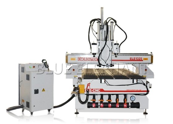 Woodworking vacuum bed cnc router machine , 1325 auto matic tool change cnc router with three spindles