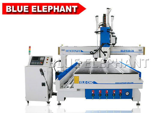 Pneumatic system Multi - Head CNC Router , cnc wood router automatic 3d with 4 axis rotary 1530