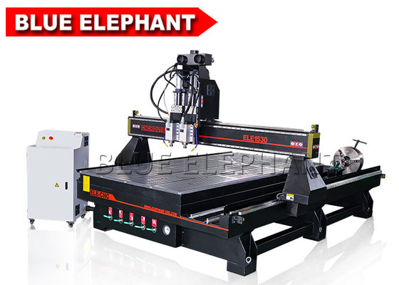 Pneumatic System 4 Axis Multi - Head CNC Router Double Spindle with Routary Device
