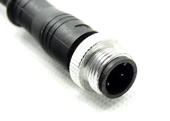 Male Ip67 M12 Waterproof Circular Connector 2 Pin Molded With Cable Plug Solder