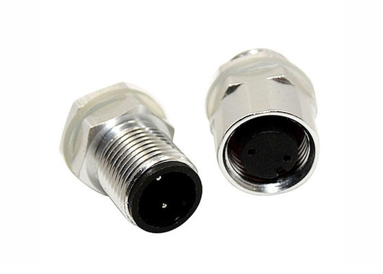 Panel Mount Waterproof Electrical Connectors 2 Pin M12 Male And Female , 10A Current