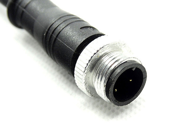 Male Ip67 M12 Waterproof Circular Connector 2 Pin Molded With Cable Plug Solder
