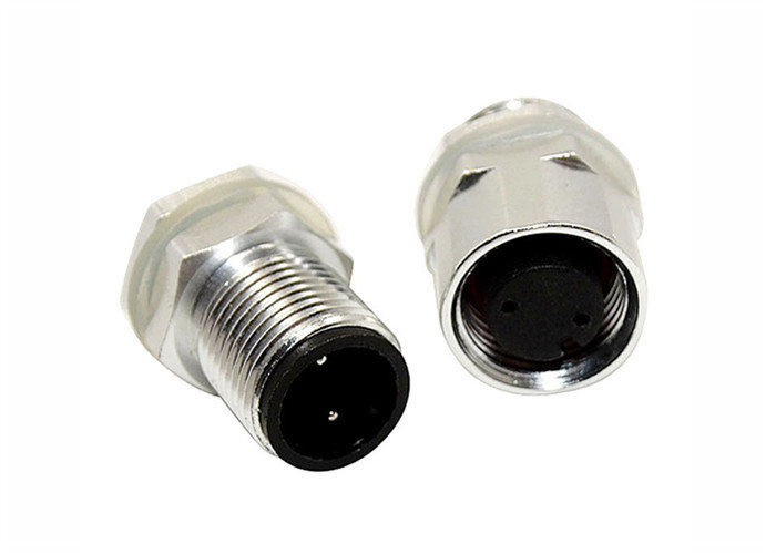 Panel Mount Waterproof Electrical Connectors 2 Pin M12 Male And Female , 10A Current