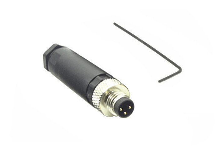 4 Pin M8 Waterproof Electrical Connector Male Cable Connector , Screw Termination
