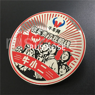 Factory direct square silver commemorative badge custom, direct plating silver zinc alloy metal brooch custom supplier
