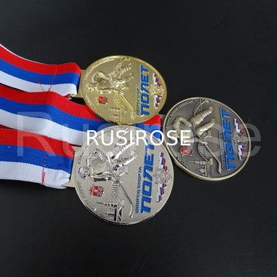Russian curling sports event winner medal, gold silver bronze curling sports medal custom supplier