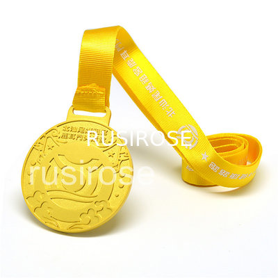 Manufacturers directly customize gold round medals, custom gold square medals, with webbing supplier