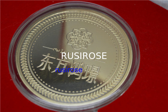 2019 new gold color commemorative coin, high-grade mirror coin with acrylic box and gift box, event commemorative gift supplier