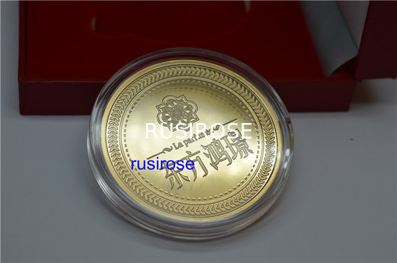 2019 new gold color commemorative coin, high-grade mirror coin with acrylic box and gift box, event commemorative gift supplier