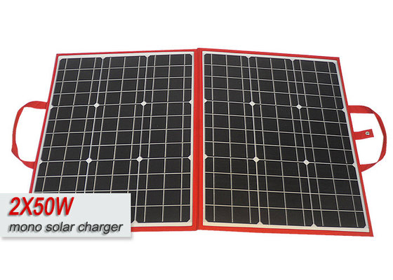 2x50w Portable Solar Panel Charger With Weather Resistant Polyester Canvas Cover