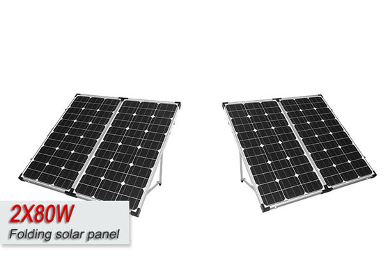 2 X 80W Portable 12v Solar Panel , Easy Carrying Folding Solar Panels For RV