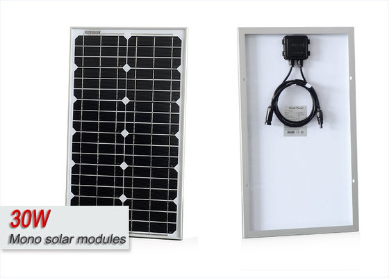 30 Watt Photovoltaic Mono RV Solar Panels With Junction Box MC4 Connector