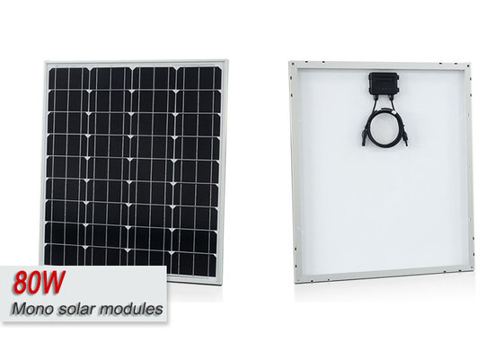 80W 18V Monocrystalline PV Panels / Commercial Solar Panels With A Grade Solar Cells