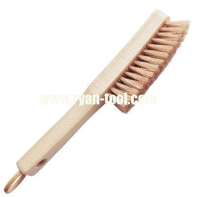 Brassed Wire Brush with wood handle, 4 Row,Pro quality, Item# T0501