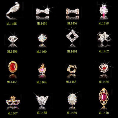 3D Rabbit Glitter Alloy Jewelry Silver Rhinstone Nail Art Decoration ML1450-1470