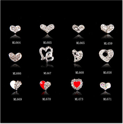 3D 3D Heart Glitter Multicolor Alloy Jewelry Nail Art Tips Decoration ML664-671