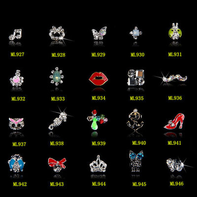 3D Metallic Glitter Rhinestone Nail Art Tips Alloy Sticker Decoration tool ML927-946