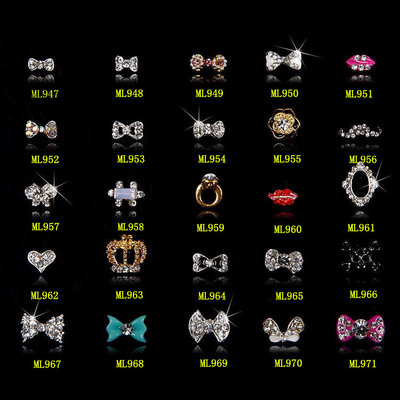 3D Jewelry Nail Art Tips Stickers Deco Bow Knot Alloy Jewelry ML947-971