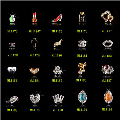 Heart Charm Nail Decorations Glitter Alloy Jewelry Rhinestones Nail Art Studs ML1173-1192
