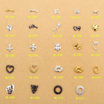 Chrome fashion 3D alloy Metal Nail Art Decoration Wholesale Nail Jewelry ML1288-1311