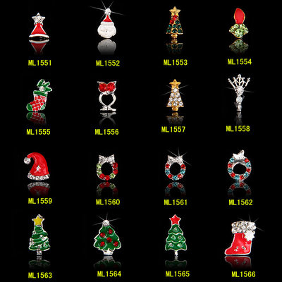 3D Christmas nail art decorations tools alloy jewelry nail glitter rhinestone ML1551-1566