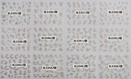 3D Glitter foil nail polish sticker for nail art wholesale nail sticker-BLEJ335-346Silver