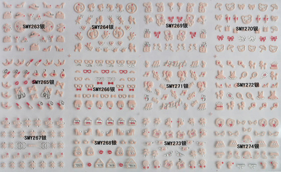Gold/silver color 3D nail polish sticker Nail Art 3D Sticker nail decal-SMY263-274D