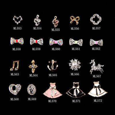 Hot NEW Wholesale Alloy Jewelry 3D Nail Art Jewelry Nail rhinestones Sticker Supplier Number ML553-572