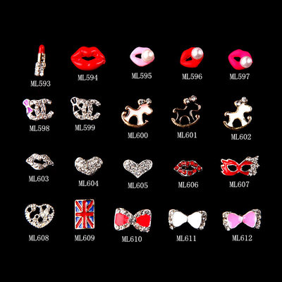 Hot NEW Wholesale Alloy Jewelry 3D Nail Art Jewelry Nail rhinestones Sticker Supplier Number ML593-612