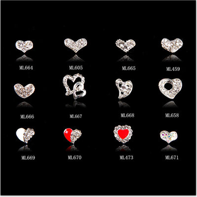 Hot NEW Wholesale Alloy Jewelry 3D Nail Art Jewelry Nail rhinestones Sticker Supplier Number ML664-671