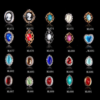 Hot NEW Wholesale Alloy Jewelry 3D Nail Art Jewelry Nail rhinestones Sticker Supplier Number ML672-691