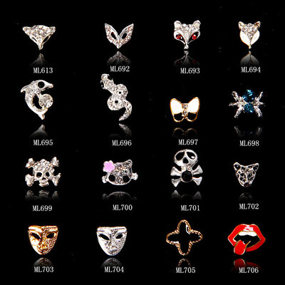 Hot NEW Wholesale Alloy Jewelry 3D Nail Art Jewelry Nail rhinestones Sticker Supplier Number ML692-706