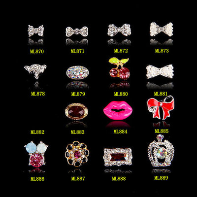 Hot NEW Wholesale Alloy Jewelry 3D Nail Art Jewelry Nail rhinestones Sticker Supplier Number ML870-889