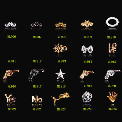 Hot NEW Wholesale Alloy Jewelry 3D Nail Art Jewelry Nail rhinestones Sticker Supplier Number ML906-926