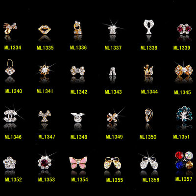 Hot NEW Wholesale Alloy Jewelry 3D Nail Art Jewelry Nail rhinestones Sticker Supplier Number ML1334-1357