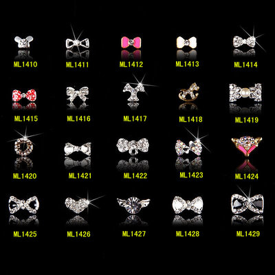 Hot NEW Wholesale Alloy Jewelry 3D Nail Art Jewelry Nail rhinestones Sticker Supplier Number ML1410-1429
