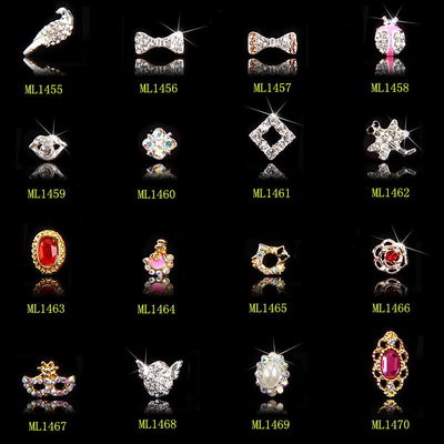 Hot NEW Wholesale Alloy Jewelry 3D Nail Art Jewelry Nail rhinestones Sticker Supplier Number ML1455-1470