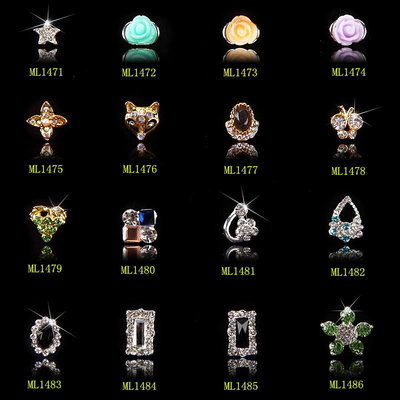 Hot NEW Wholesale Alloy Jewelry 3D Nail Art Jewelry Nail rhinestones Sticker Supplier Number ML1471-1486