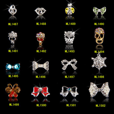 Hot NEW Wholesale Alloy Jewelry 3D Nail Art Jewelry Nail rhinestones Sticker Supplier Number ML1487-1502