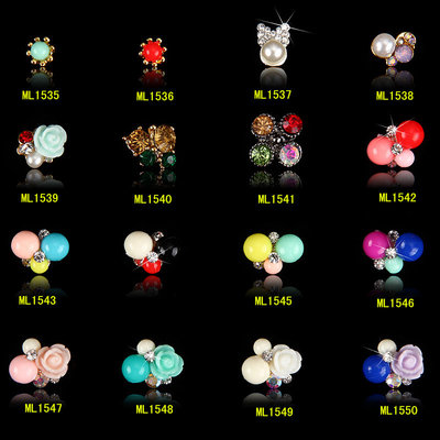 Hot NEW Wholesale Alloy Jewelry 3D Nail Art Jewelry Nail rhinestones Sticker Supplier Number ML1535-1550